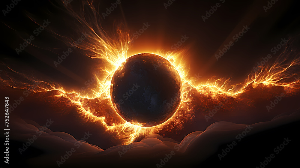 Detailed illustration of a solar eclipse with the corona visible around ...