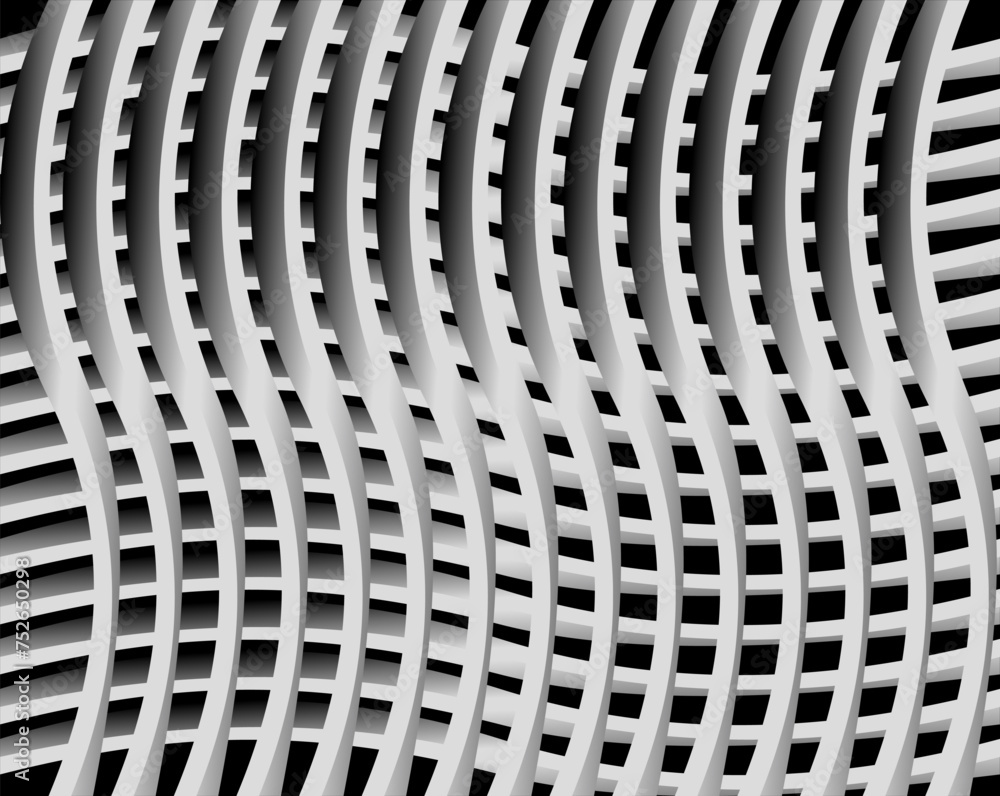 composition of curved lines, planes and geometric shapes with black and ...