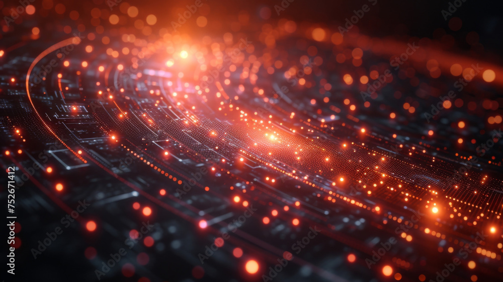 A network of interconnected data points and lines represents the ...