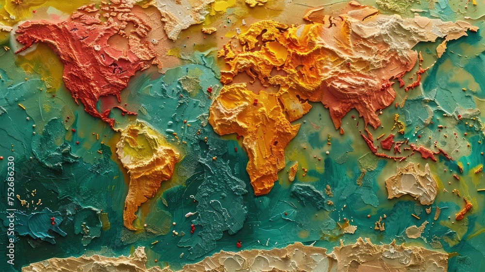 world map that show the progression of global warming. Red-colored ...