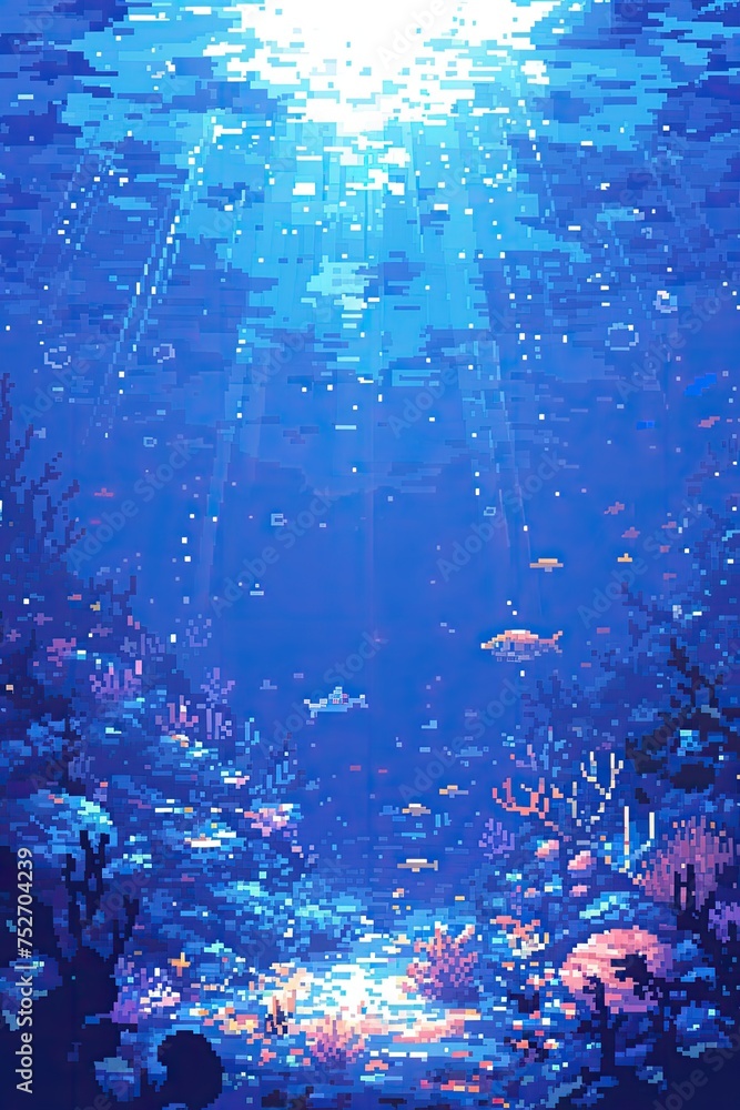 perfectly seamless of deep blue ocean waves from underwater background ...