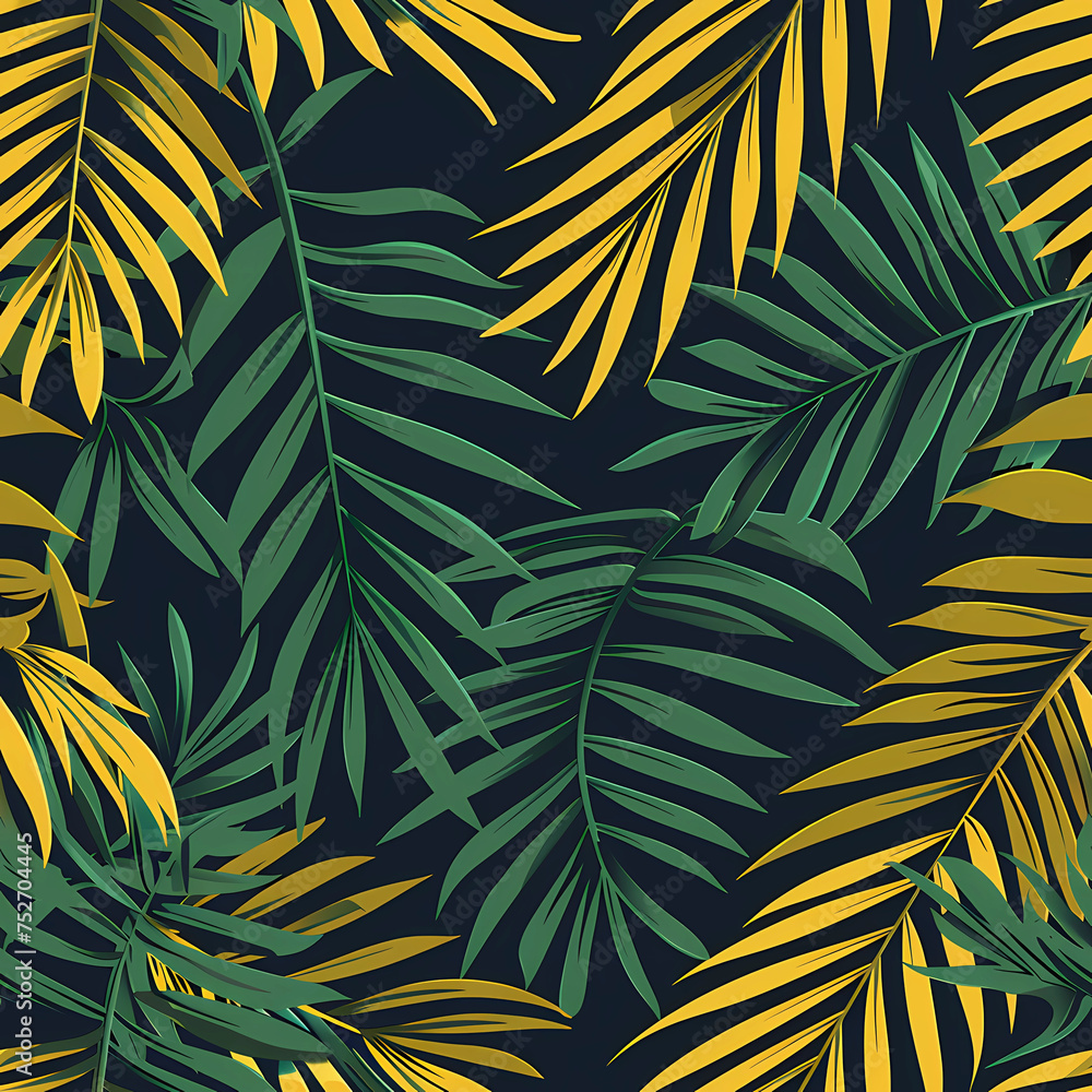 Seamless pattern with palm leaves, perfect repeating for backgrounds ...