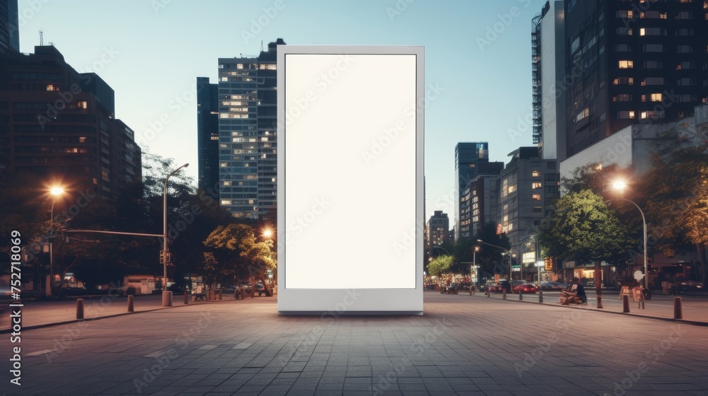 billboard or blank poster, blank white mast banner mockup, front view ...