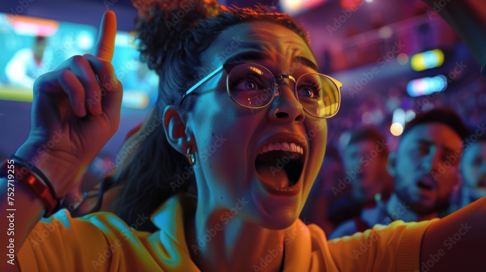 The excitement in the eyes of a virtual sports fan as they watch their ...