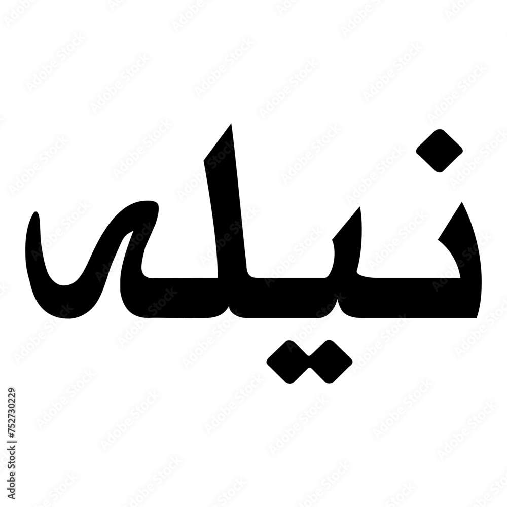 Nailah Muslim Girls Name Naskh Font Arabic Calligraphy Stock Vector ...