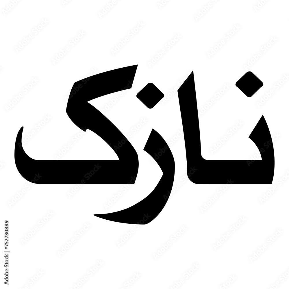 Nazeek Muslim Girls Name Naskh Font Arabic Calligraphy Stock Vector ...