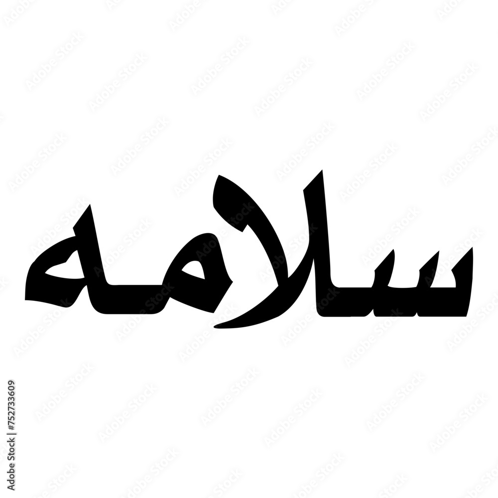 Salama Muslim Girls Name Naskh Font Arabic Calligraphy Stock Vector ...