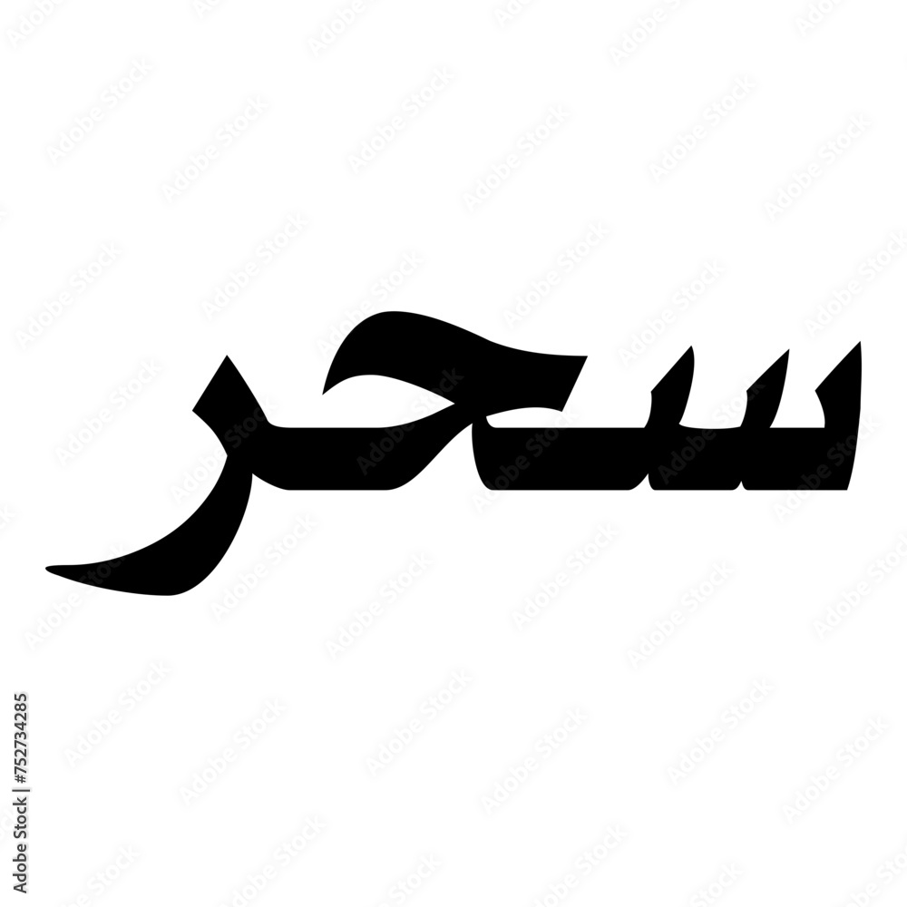 Seher Muslim Girls Name Naskh Font Arabic Calligraphy Stock Vector ...