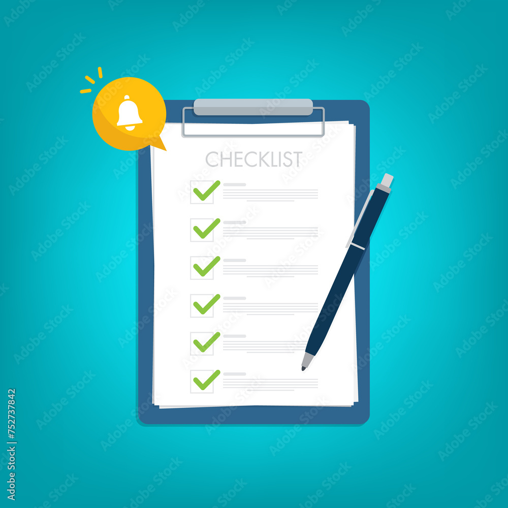 Checklist. Check list document, paper check list and to do list with ...