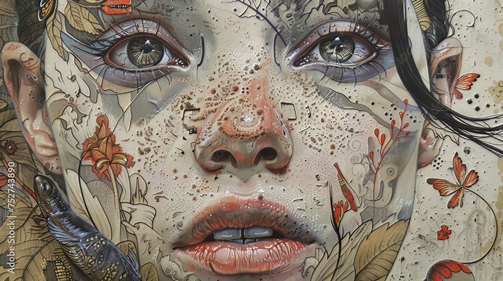 Portraits: Detailed depictions of people or animals. Stock Illustration ...