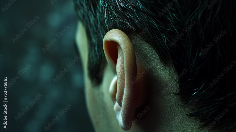 Human ear close-up with clear details. Stock Photo | Adobe Stock