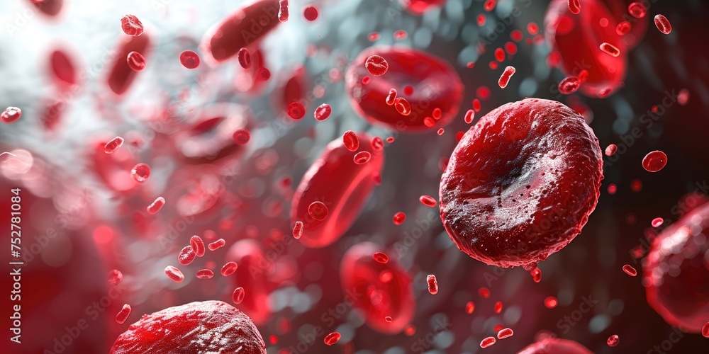 Red blood cell in a 3D background with a platelet flow velocity ...