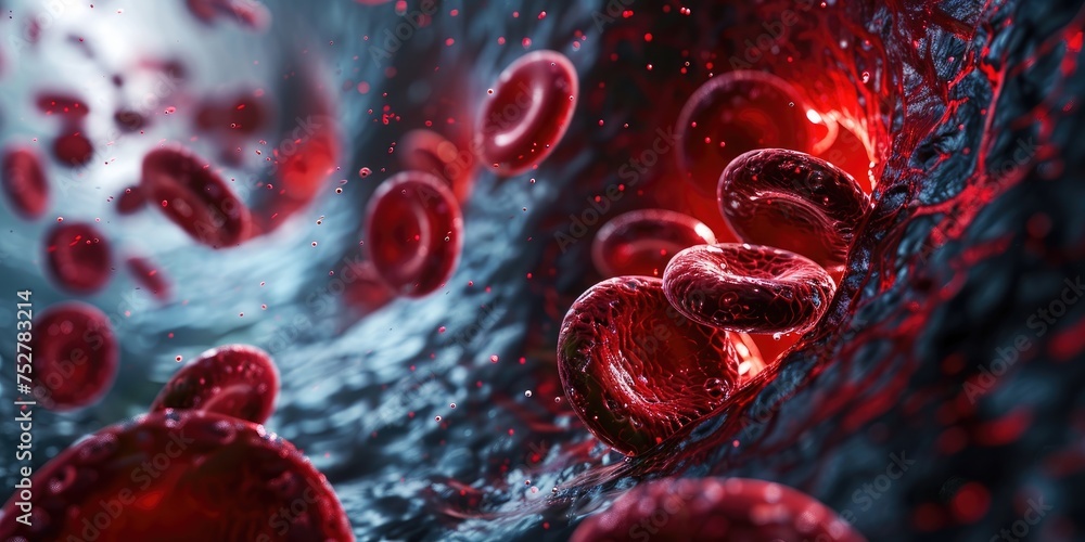 Red blood cell in a 3D background with a platelet flow velocity ...