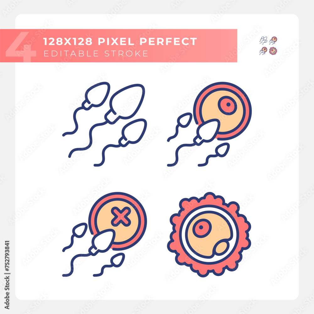 Fertility RGB color icons set. Ovul insemination, sperm egg infertility ... Fertility RGB color icons set. Ovul insemination, sperm egg infertility ...
