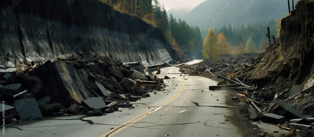 Rampaged Road: The Aftermath of Nature's Fury - Ruined Highway Abyss ...