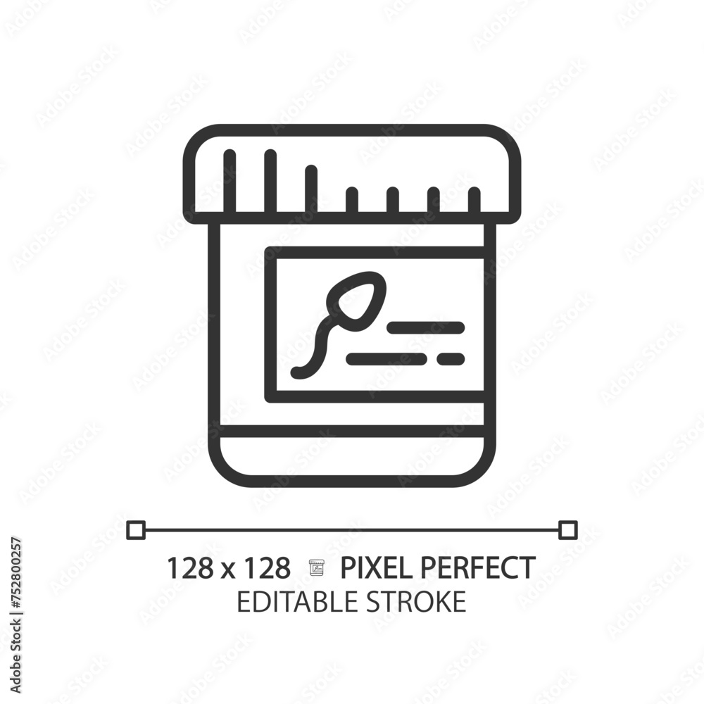 Sperm collection linear icon. Reproduction genetic material. Donor ...