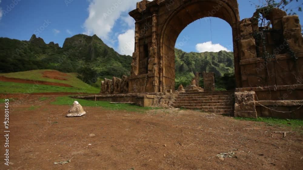 Epic arch and stair ruins - steady cam shot Stock Video | Adobe Stock