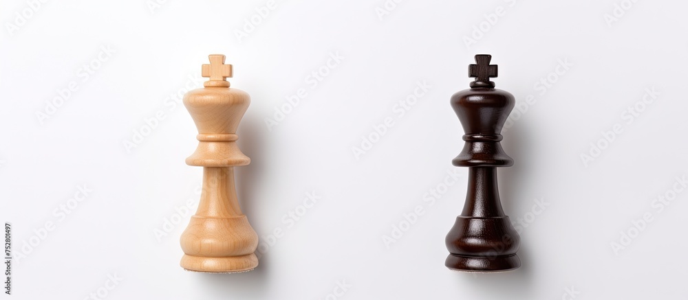 Strategic Wooden Chess Piece Battle on a Classic Chess Board with ...