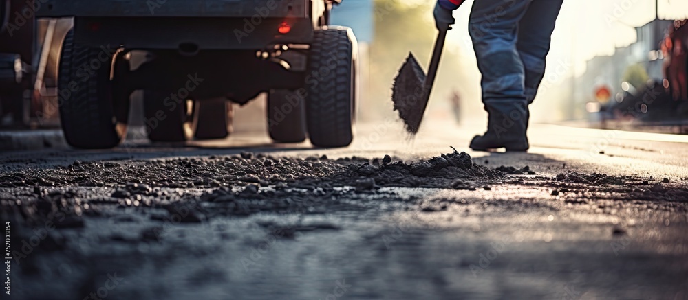 Man Agronomist Walks on Rural Path Carrying Digging Tool for Soil ...