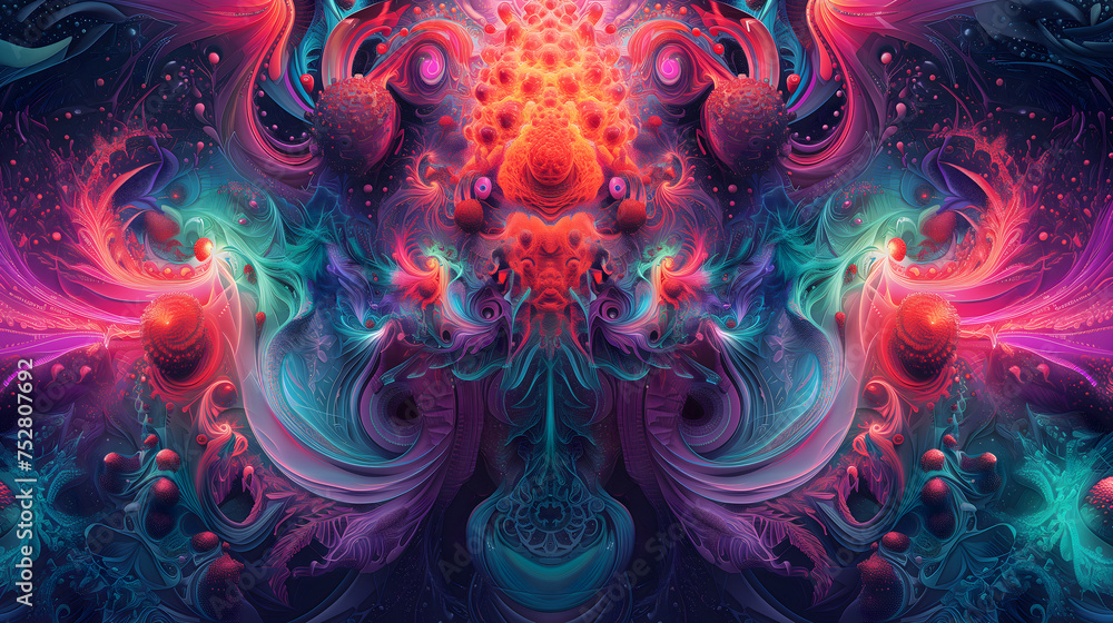 Saturated colorful mad abstract background, random different shapes and ...