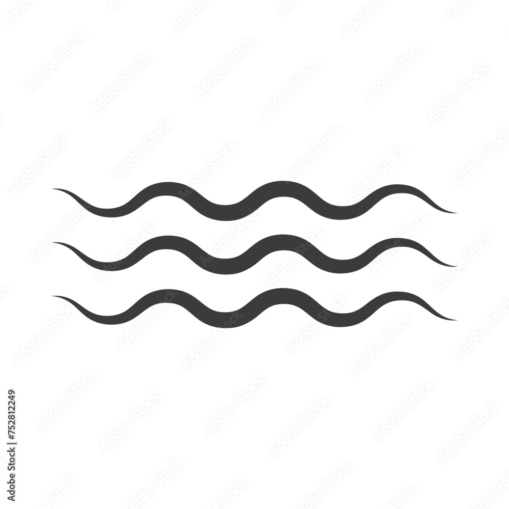 Wind direction of air movement sign, black curl lines silhouette sign ...