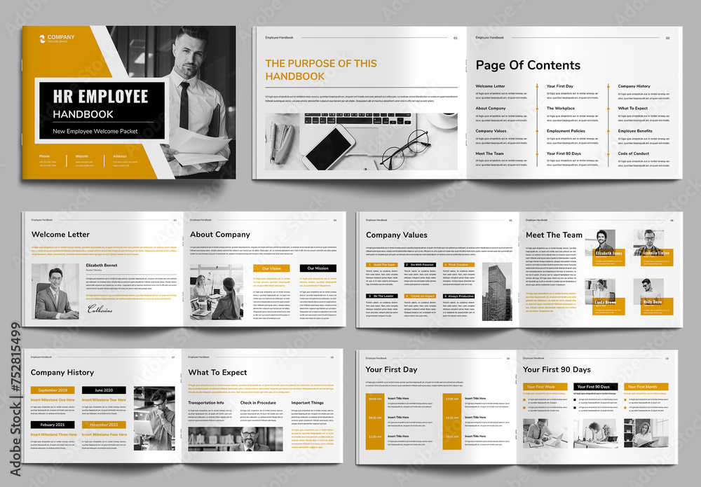 HR Employee Handbook Template Landscape Stock Template | Adobe Stock