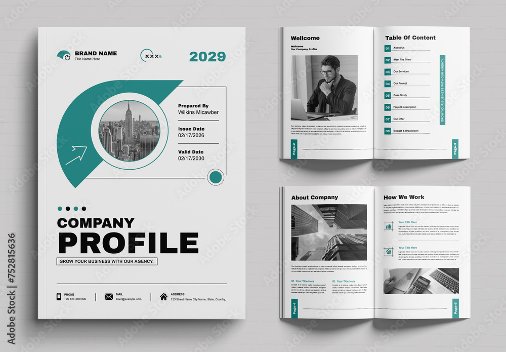 Company Profile Design Landscape Layout Stock Template | Adobe Stock