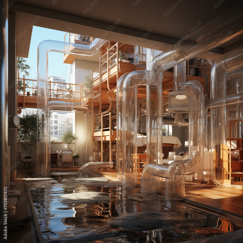 Step into surreal as a transparent pipe unveils the dynamic life within ...