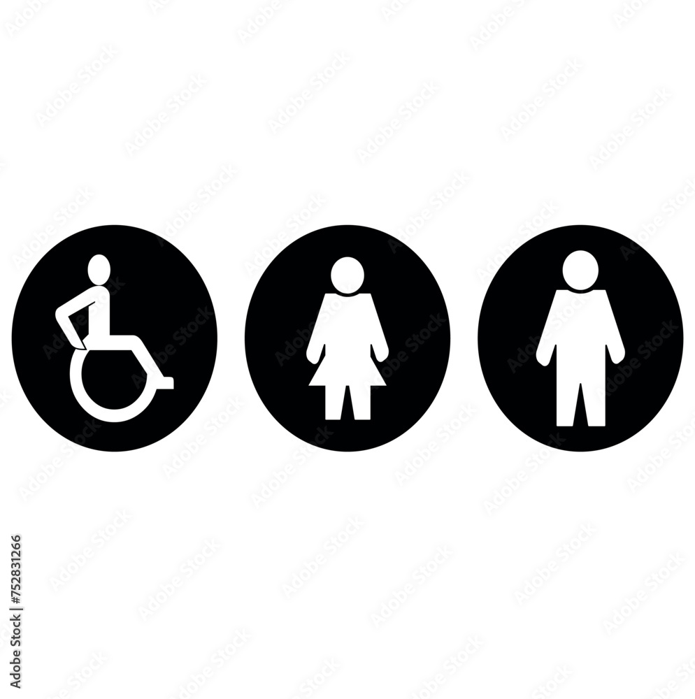 toilet sign printable public signage symbol man woman wc simple black ...