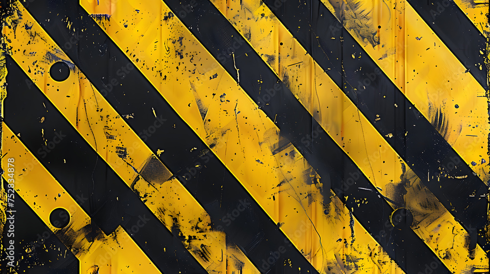 hazard yellow black striped sign, in the style of strong diagonals ...
