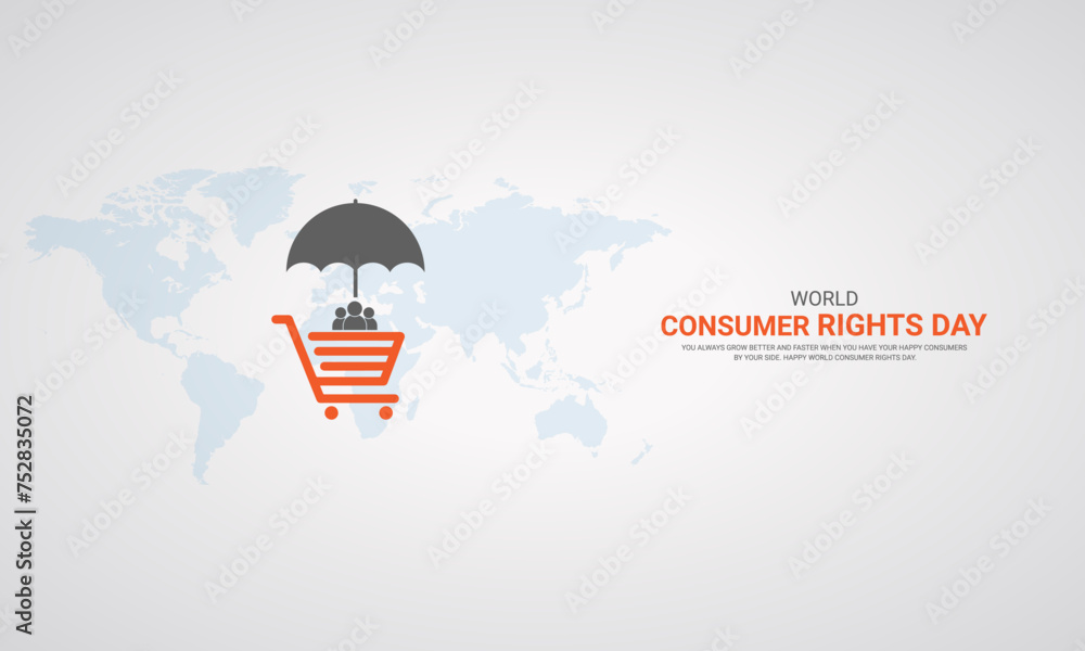 World Consumer Rights Day, consumer with world map icon, design for ...