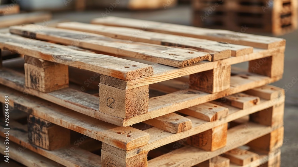 Wooden Pallets. Wooden pallets Stacked upon each other. Transportation ...