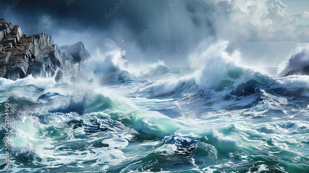 Storm at sea. Sea, sailor, rain, swell, yacht, disaster, weather ...