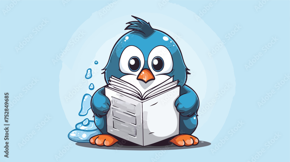 Cute penguin Pooping On Toilet and read newspaper. Stock Vector | Adobe ...