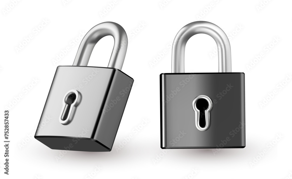 Vector illustration of locked and unlocked padlock on white background ...