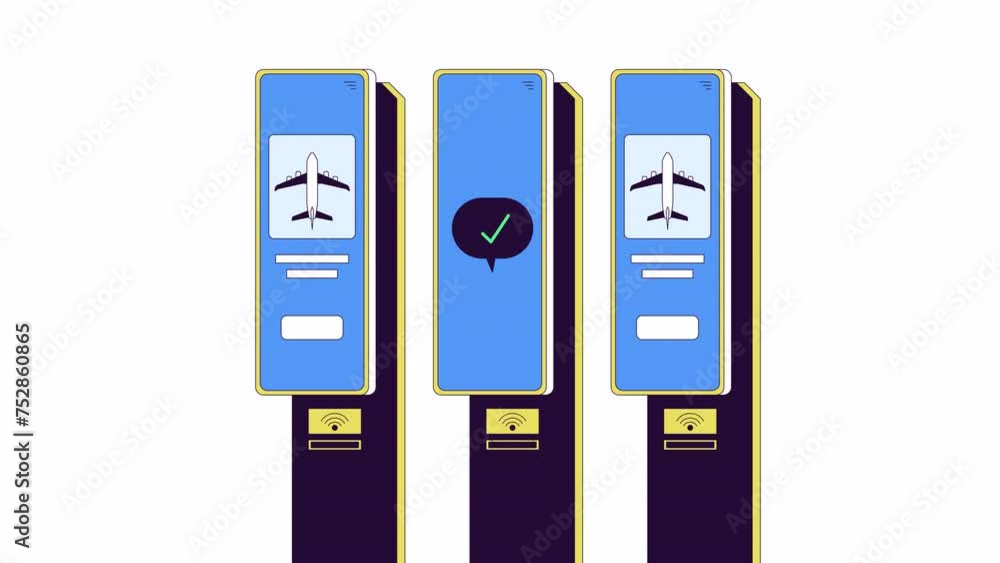 Vidéo Stock NFC payment terminal at airport line 2D object animation ...