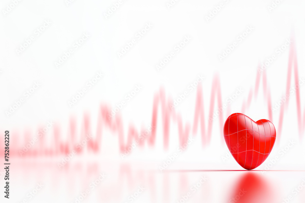 Red Heart with EKG Pulse. An image showcasing a red heart floating ...