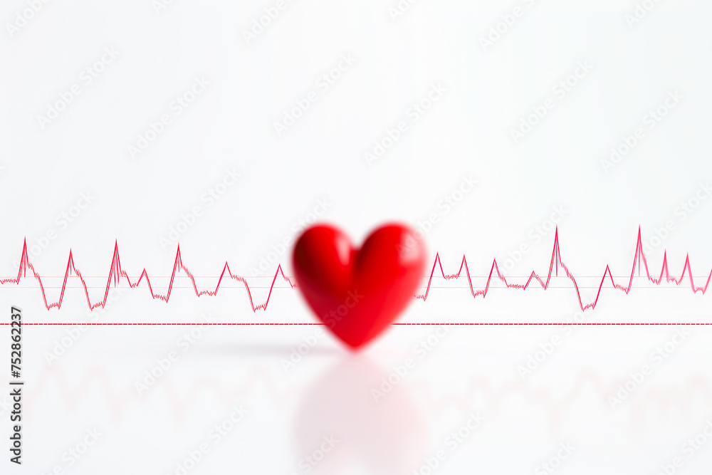 Red Heart with EKG Pulse. An image showcasing a red heart floating ...