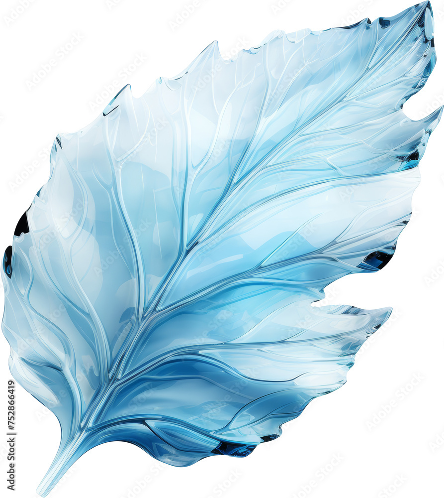 blue leaf,blue crystal shape of leaf,leaf made of crystal diamond gem ...