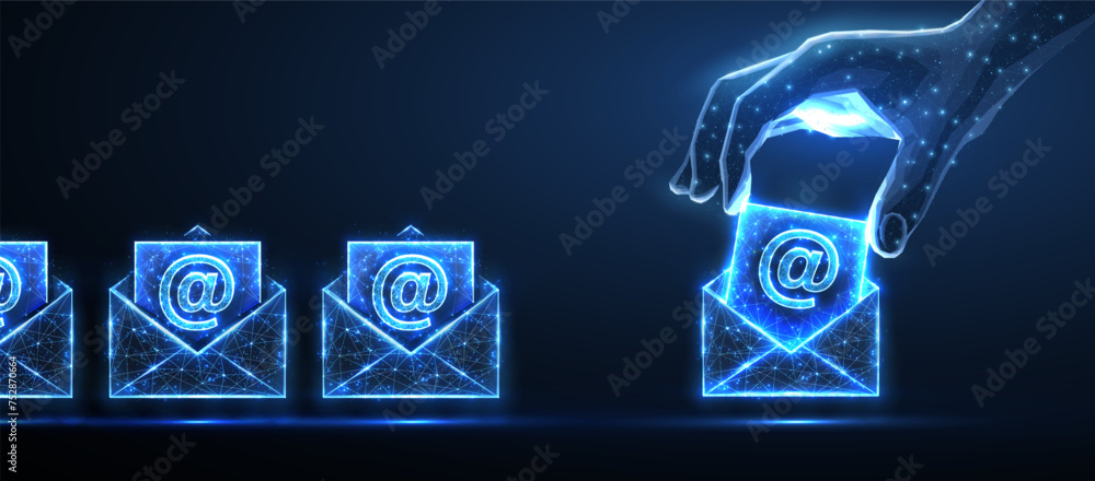 Digital hand put letters in to the envelops. AI mailing, email icon ...