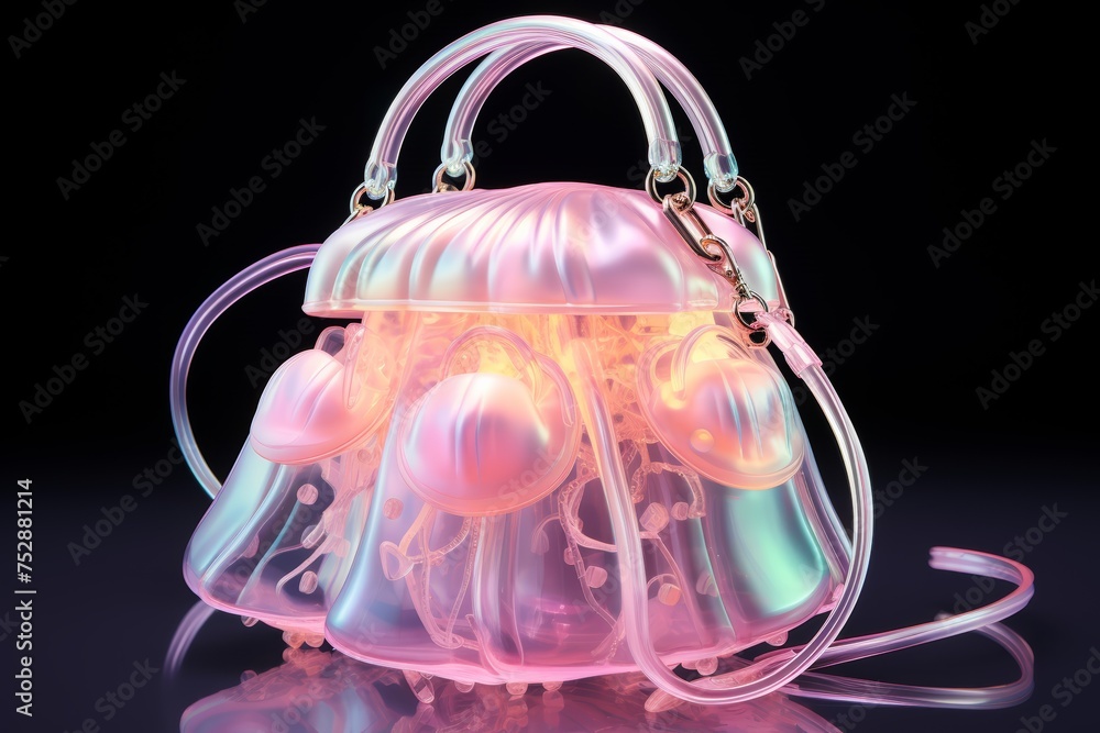 Photography of a squishy aesthetic jellyfish-themed handbag, with ...