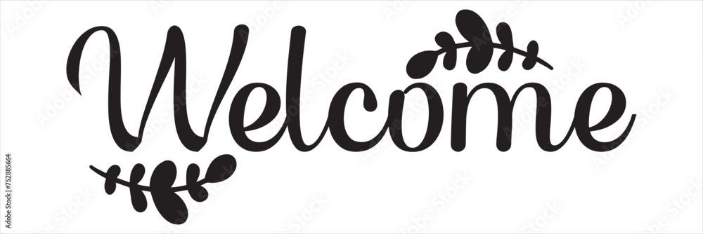Lettering welcome wrote by brush. Welcome calligraphy. Template for logotype, design, logo, app ...