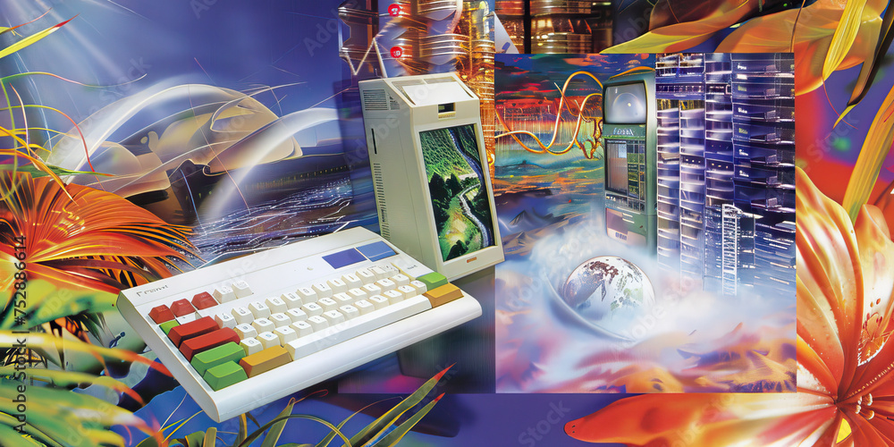 90s science study book vibes, Old Computer. Nostalgia. Collage. flash ...