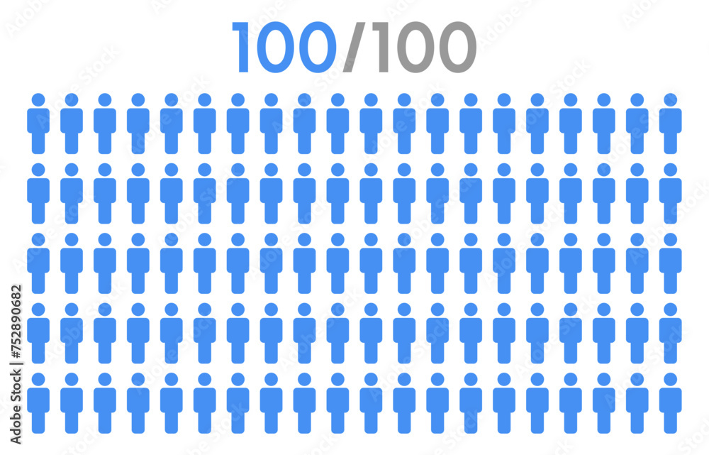 Poster 100 percent people icon graphic vector,man pictogram concept ...