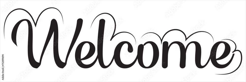 Lettering welcome wrote by brush. Welcome calligraphy. Template for ...