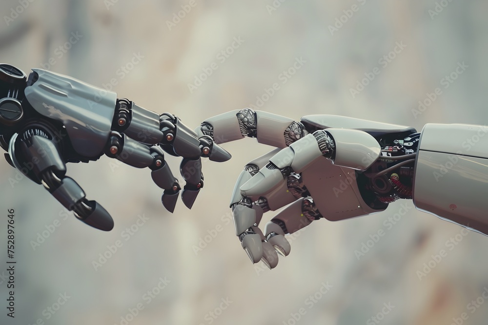 Robot Hands Reaching Out in Photorealistic Detailing, To showcase the ...