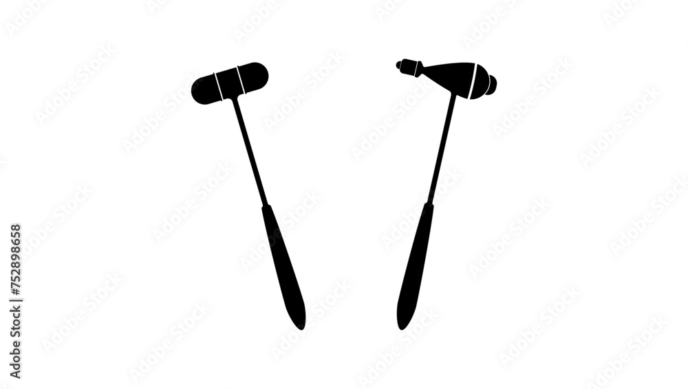 Poster Neurological and Reflex Hammer, black isolated silhouette – Wall ...