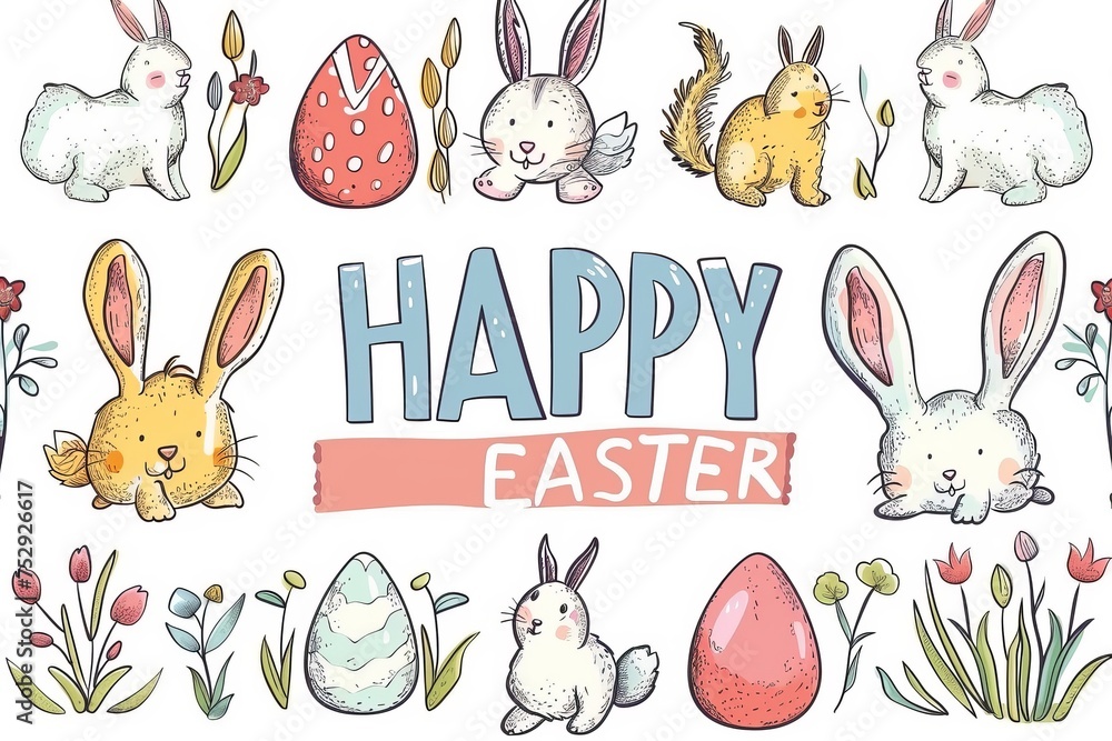 Colorful Easter Egg Basket Blessings. Happy easter Springtime festivity ...