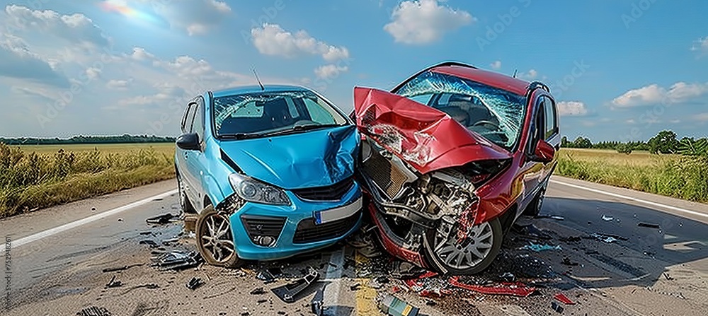 Suv collides with another vehicle in dangerous car crash on road, copy ...