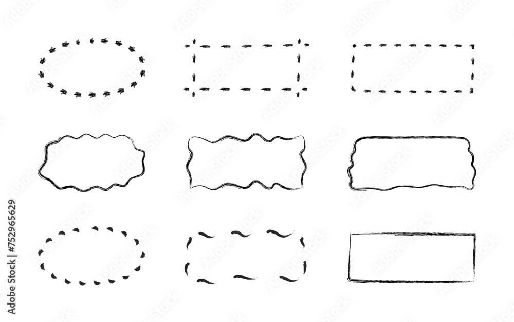 Hand-drawn doodle frames. Set of the vector text boxes isolated on a ...